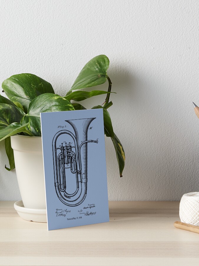 "1888 Tuba Patent Blueprint Brass Section" Art Board Print for Sale by ...