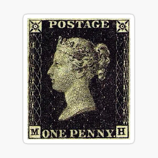 "The First UK Postage Stamp, The Penny Black" Sticker for Sale by ...
