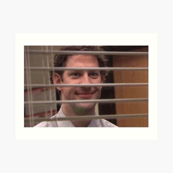 "Jim Halpert Smiling Through Blinds" Art Print for Sale by YAMTARO ...