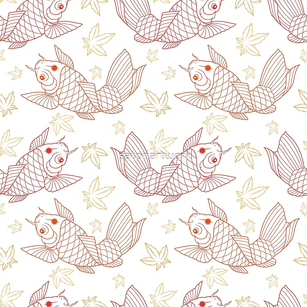 "Koi Fish Pattern_lines" by satoriartwork | Redbubble