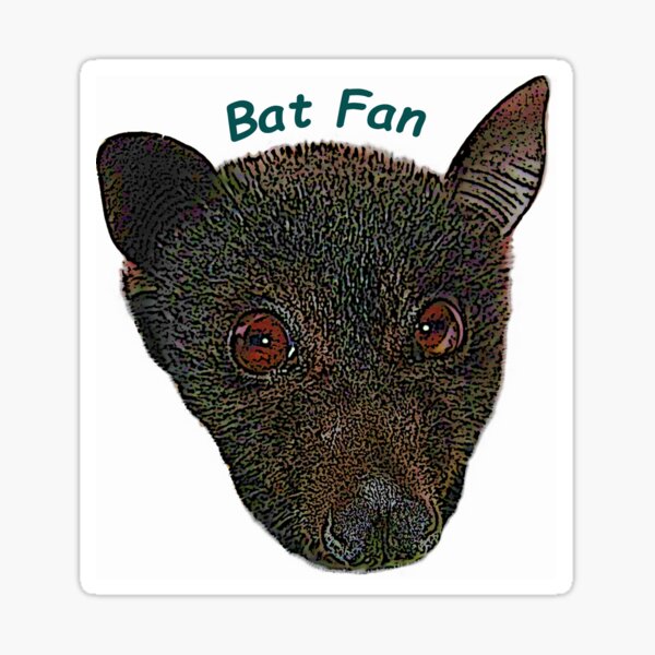 Pegatina «Batzilla - Bat Fan! Cabeza de zorro volador de ojos marrones ...