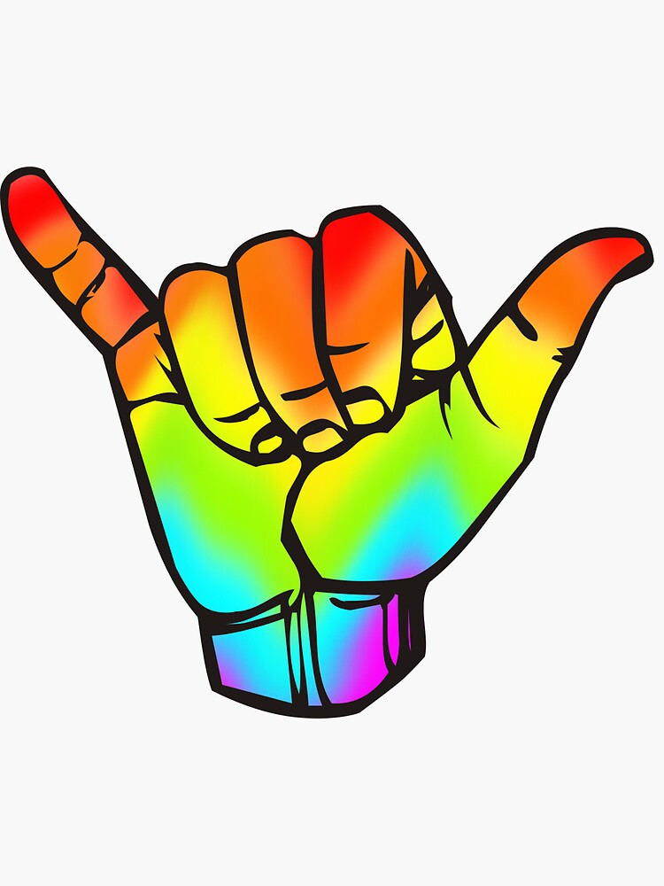 "Rainbow Shaka" Sticker by EJjoseph | Redbubble