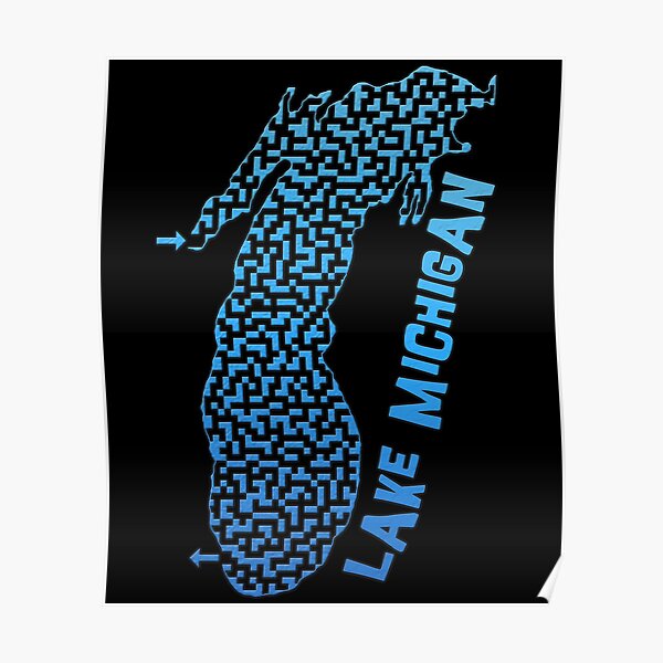 "Lake Michigan Outline Maze & Labyrinth" Poster by gorff | Redbubble