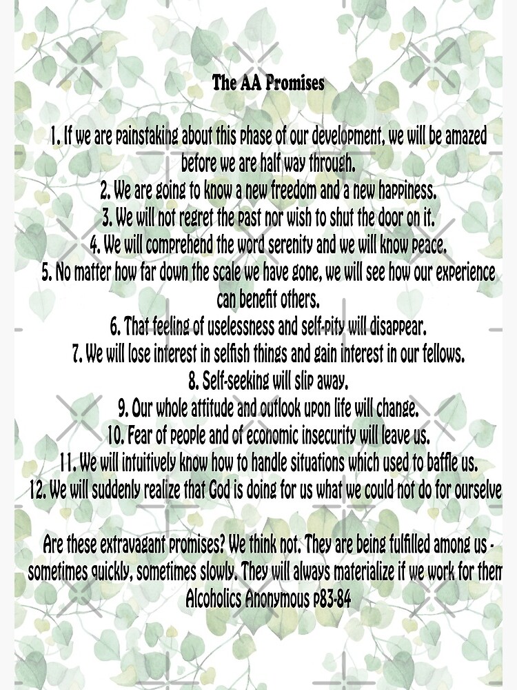 "12 Step Promises AA Big Book" Spiral Notebook for Sale by Delights ...