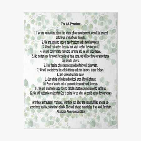 "12 Step Promises AA Big Book" Art Board Print for Sale by Delights ...