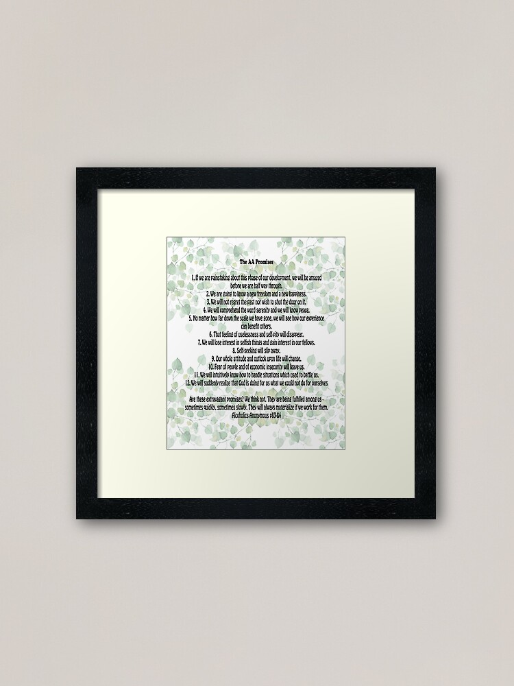 "12 Step Promises AA Big Book" Framed Art Print for Sale by Delights ...