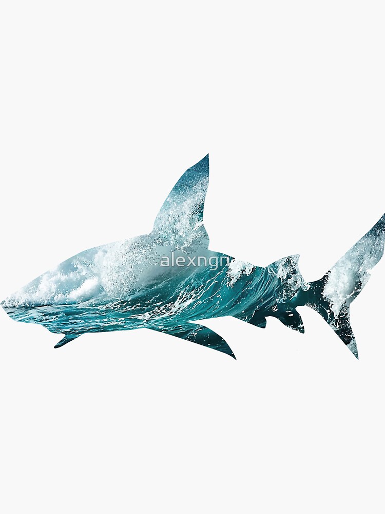 "Great White Shark Wave Background" Sticker for Sale by alexngn | Redbubble