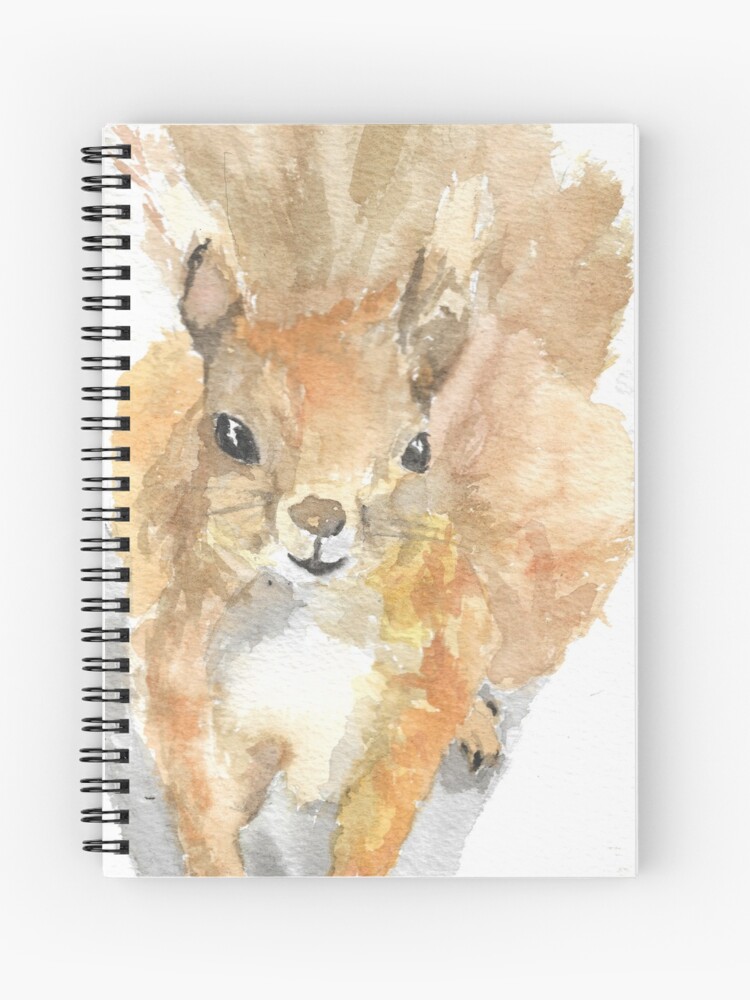 "Crouching squirrel watercolour painting" Spiral Notebook for Sale by ...