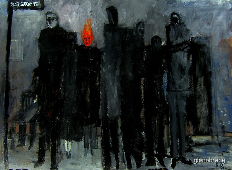 "man with his head on fire " by glennbrady | Redbubble