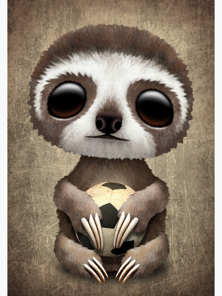 "Cute Baby Sloth With Football Soccer Ball" Art Print for Sale by ...