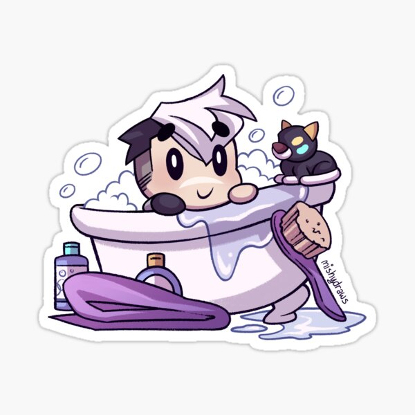 "Chibi Bathtime Shiro" Sticker for Sale by mishydraws | Redbubble