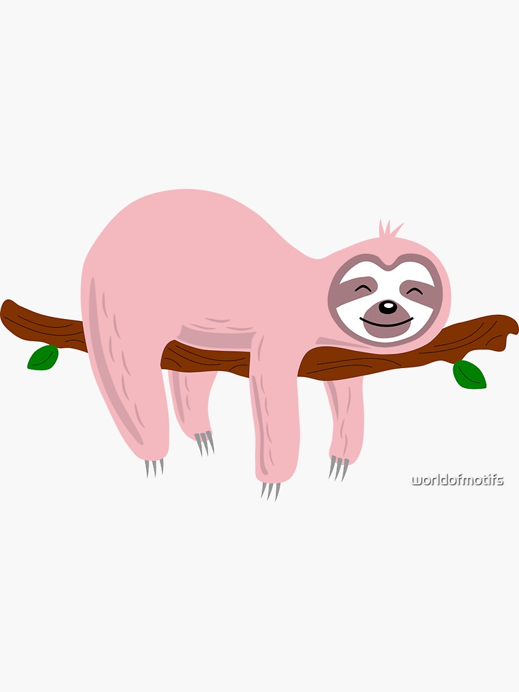 "Pink sloth" Sticker by worldofmotifs | Redbubble
