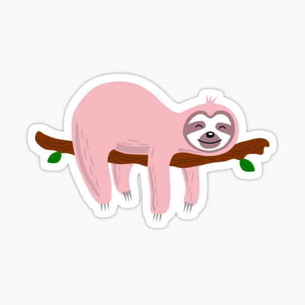 "Pink sloth" Sticker by worldofmotifs | Redbubble