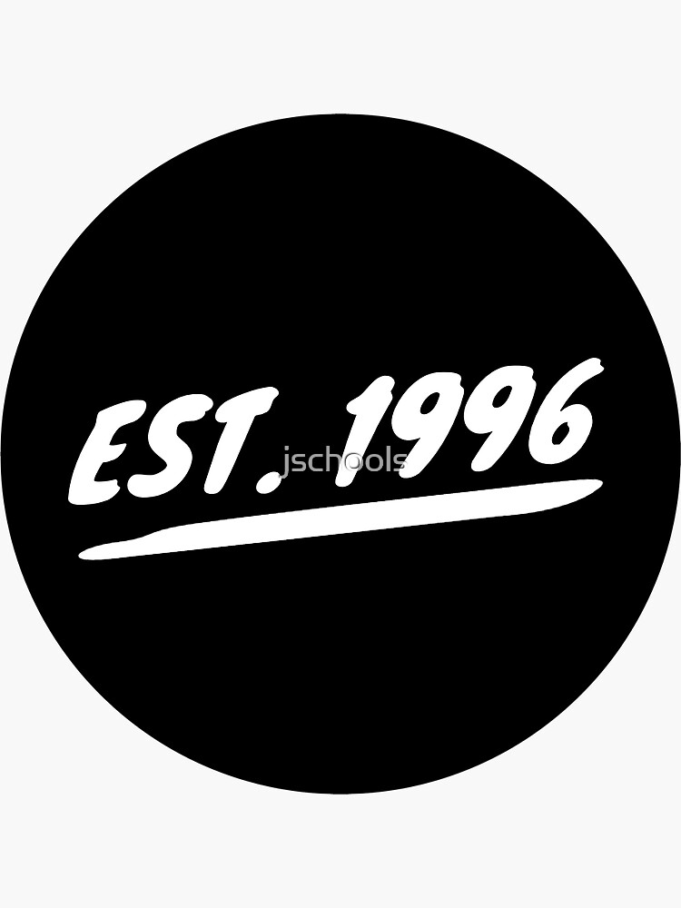 "EST 1996 sticker" Sticker by jschools | Redbubble