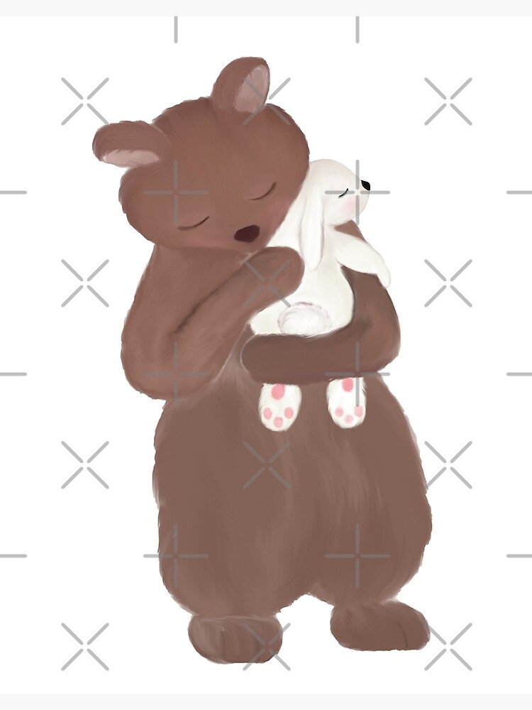 "Hugging bear and bunny rabbit" Poster for Sale by StudioCamomille ...