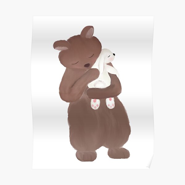 "Hugging bear and bunny rabbit" Poster for Sale by StudioCamomille ...