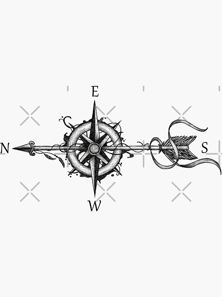 "Compass with arrow" Sticker by Beatrizxe | Redbubble