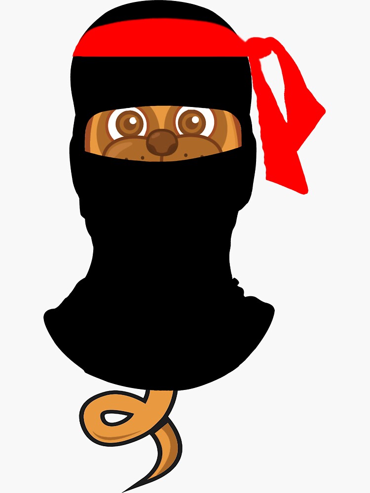 "Ninja pug cartoon with tail print!" Sticker for Sale by ericsj11 ...