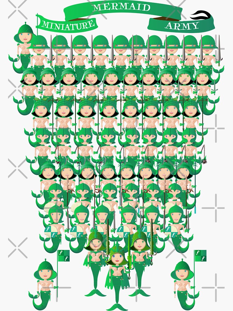"Miniature Mermaid army" Sticker for Sale by Salocin | Redbubble