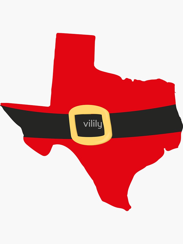 "Texas Santa Costume Christmas Map" Sticker by vilily | Redbubble