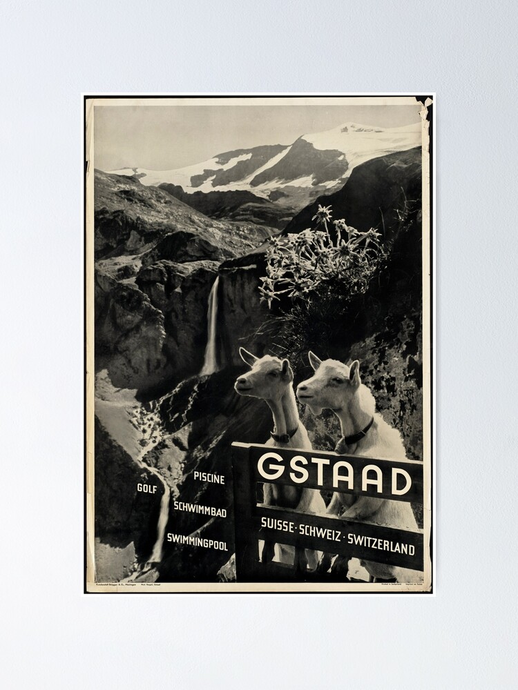 "Vintage Gstaad Switzerland Travel Advertisement Art Posters" Poster by ...