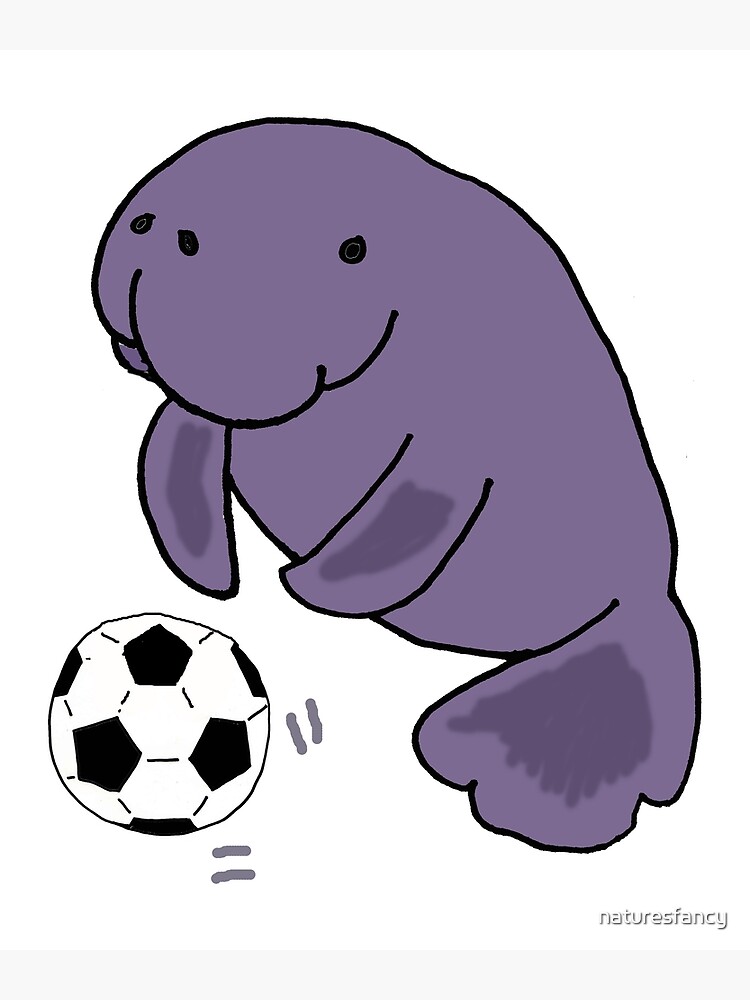 "Funny Manatee Playing Soccer Carton" Poster for Sale by naturesfancy ...