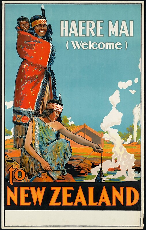 "Vintage New Zealand Indian Native Travel Advertisement Art Posters" by ...