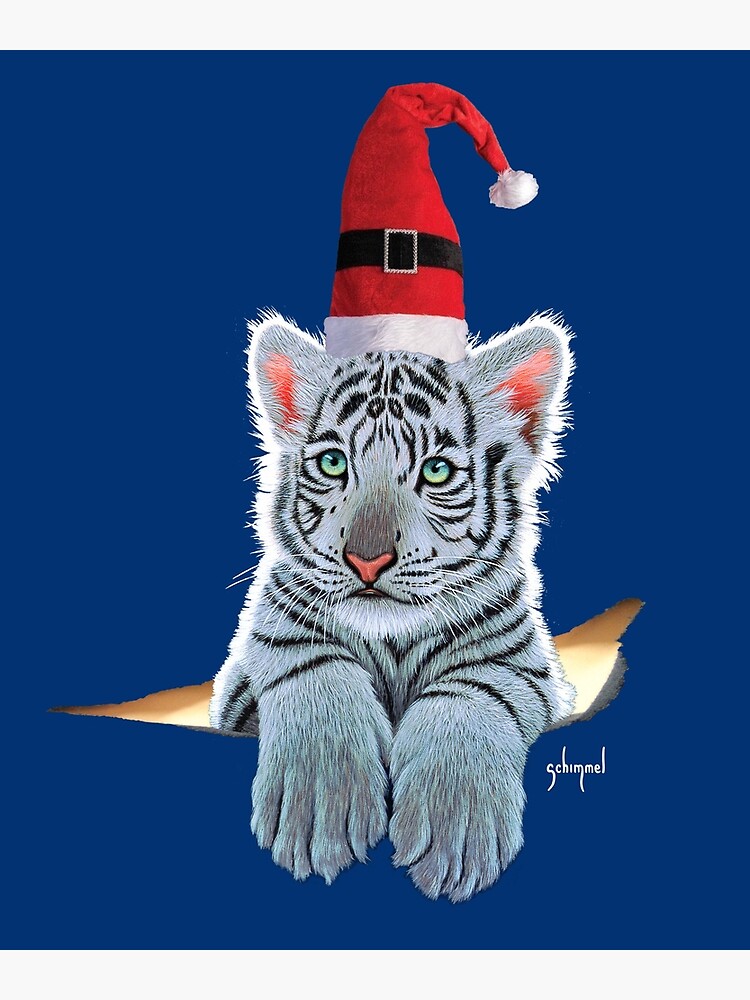 "Cute Christmas White Tiger Cub by Schim Schimmel" Poster for Sale by ...