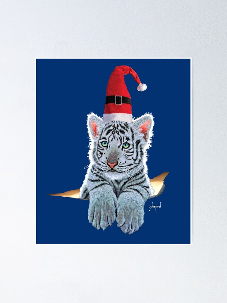 "Cute Christmas White Tiger Cub by Schim Schimmel" Poster for Sale by ...