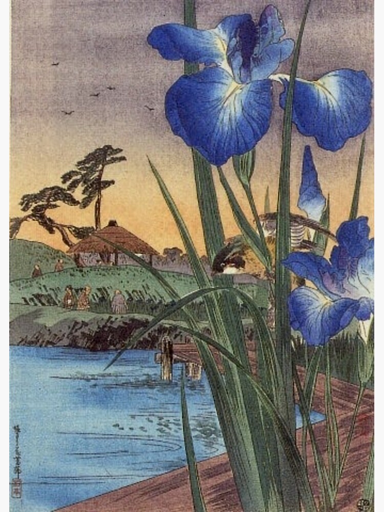 "Japanese vintage ukiyo-e blue iris and bird scene " Poster for Sale by ...