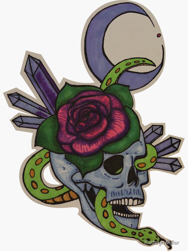 "Skull & Crystals" Sticker for Sale by Nastee | Redbubble