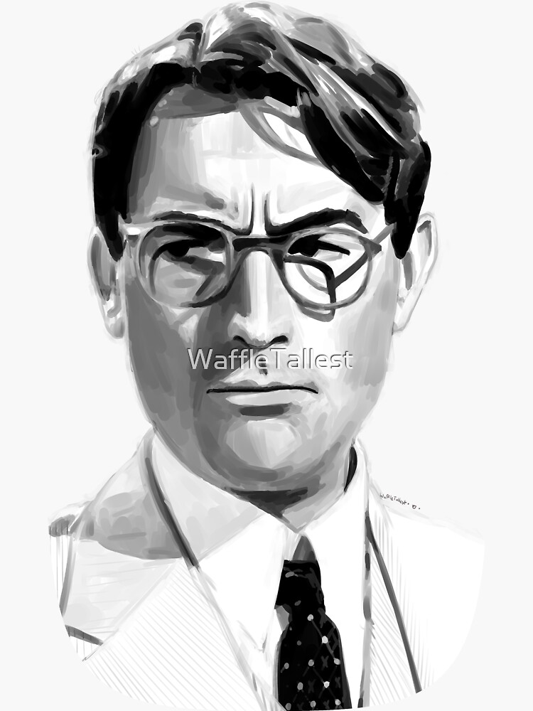 "Atticus (black and white)" Sticker for Sale by WaffleTallest | Redbubble