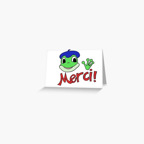 "The lovely Frog with "Merci" logo" Greeting Card for Sale by YuriLee ...