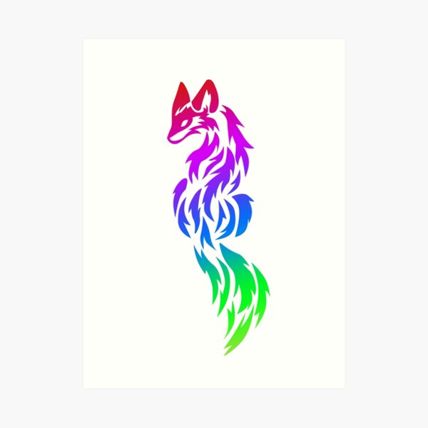 "Rainbow Fox Tribal Tattoo" Art Print by BiscuitSnack | Redbubble