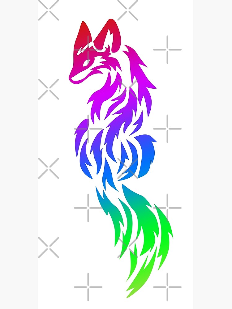 "Rainbow Fox Tribal Tattoo" Art Print by BiscuitSnack | Redbubble