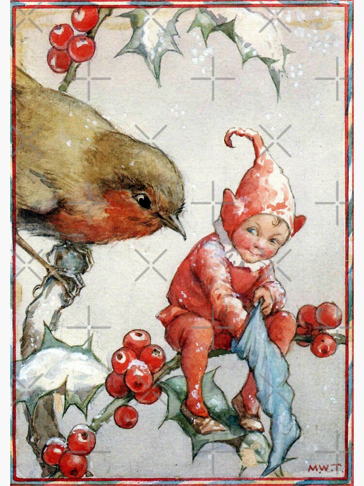 "Christmas Robin and Elf - Margaret Tarrant" Sticker for Sale by ...