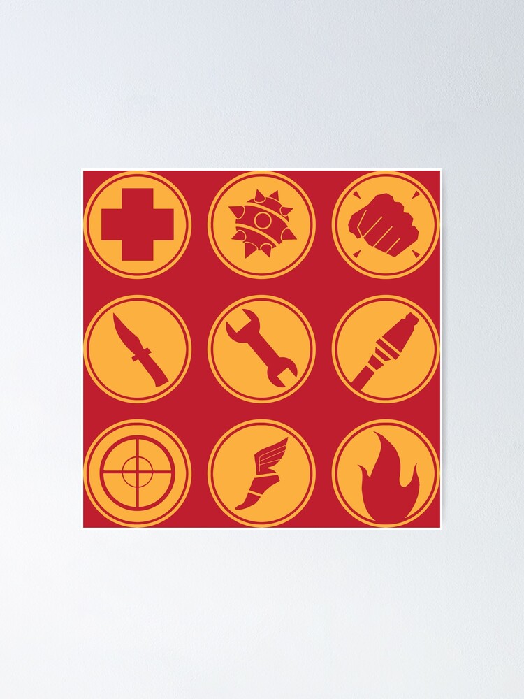 "Team Fortress 2 Team Badges (RED Team)" Poster by Chloé Fortin Côté ...