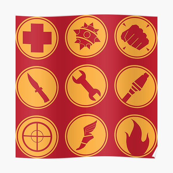 "Team Fortress 2 Team Badges (RED Team)" Poster for Sale by ...
