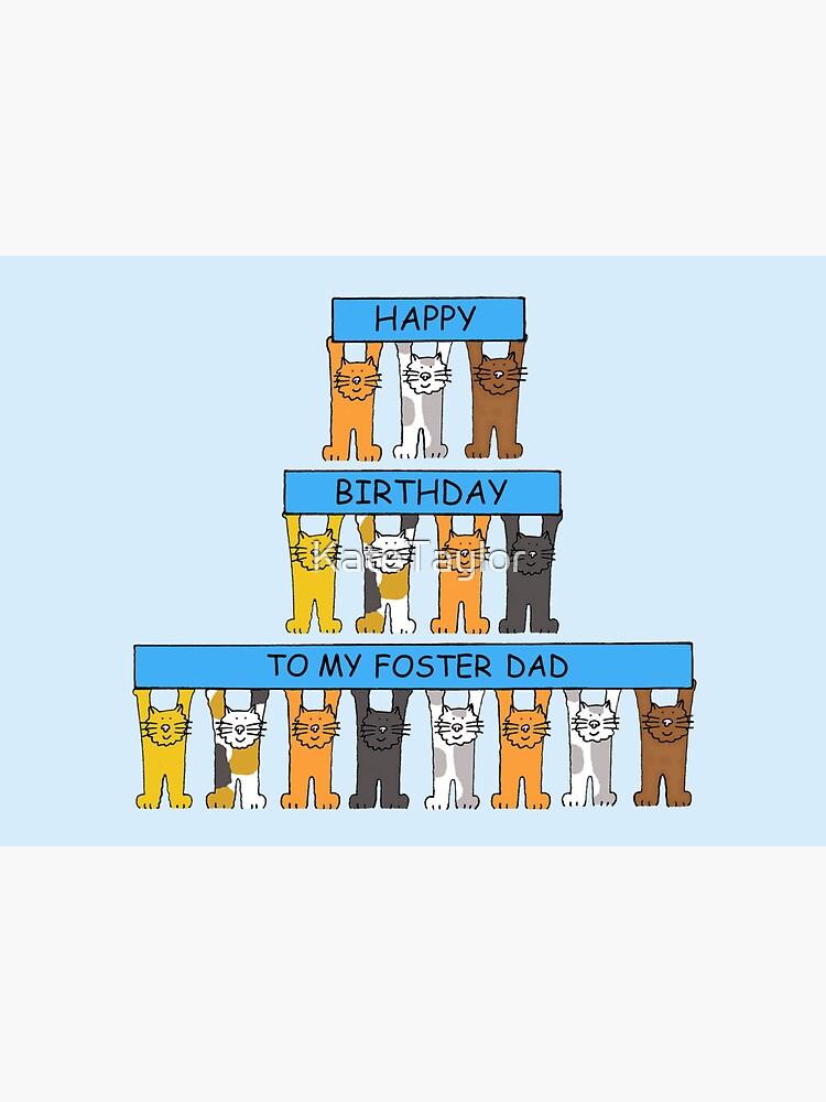 "Happy Birthday Foster Dad Cartoon Cats" Sticker for Sale by KateTaylor ...