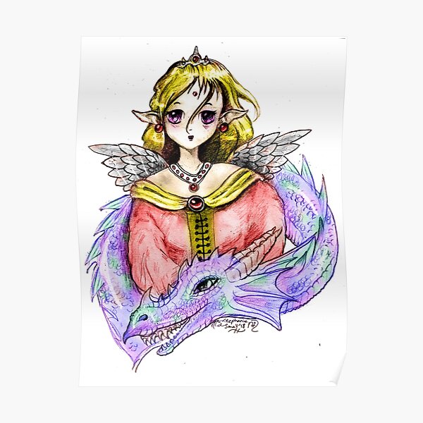 Póster «Ángel mujer niña hembra dragón monstruo reptil bestia lindo ...