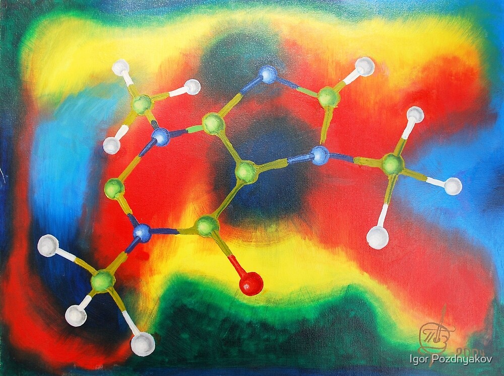 "Oil Painting - Caffeine Molecule 2003" by Igor Pozdnyakov | Redbubble
