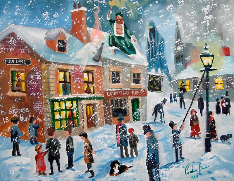 "A Christmas Carol Scrooge winter snow lamplighter oil painting " by ...