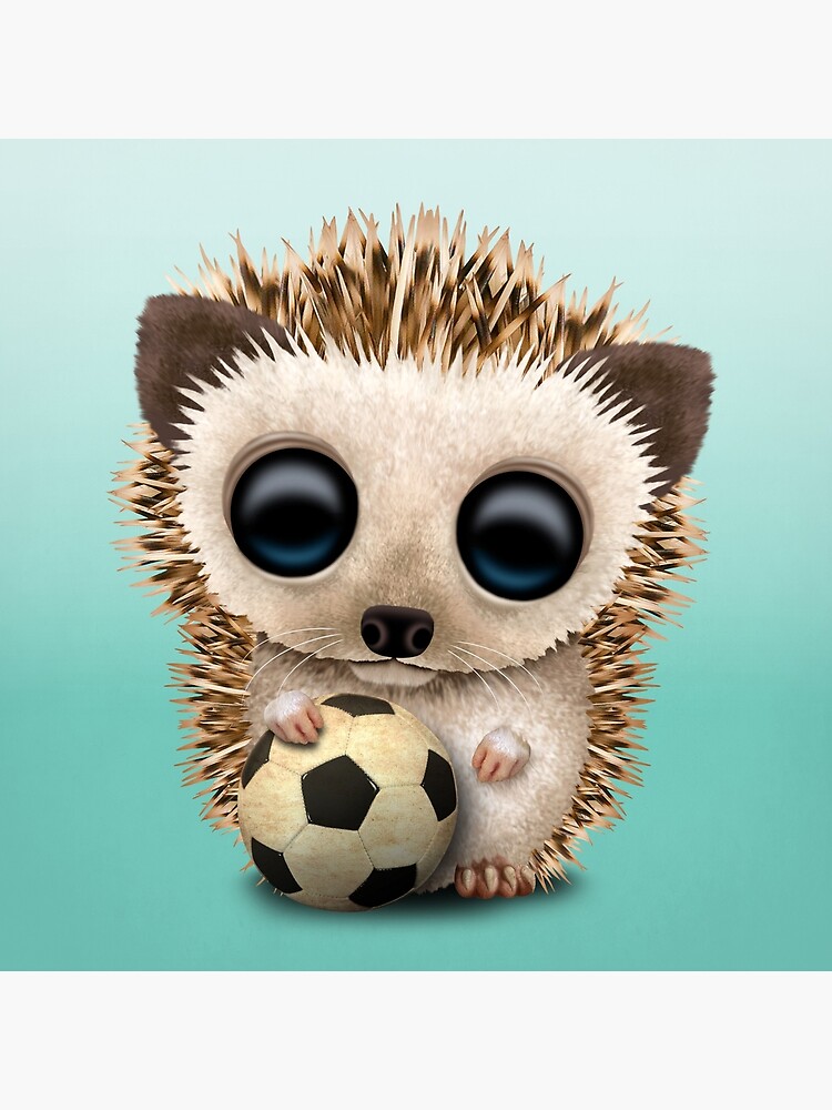 "Cute Baby Hedgehog With Football Soccer Ball" Art Print for Sale by ...