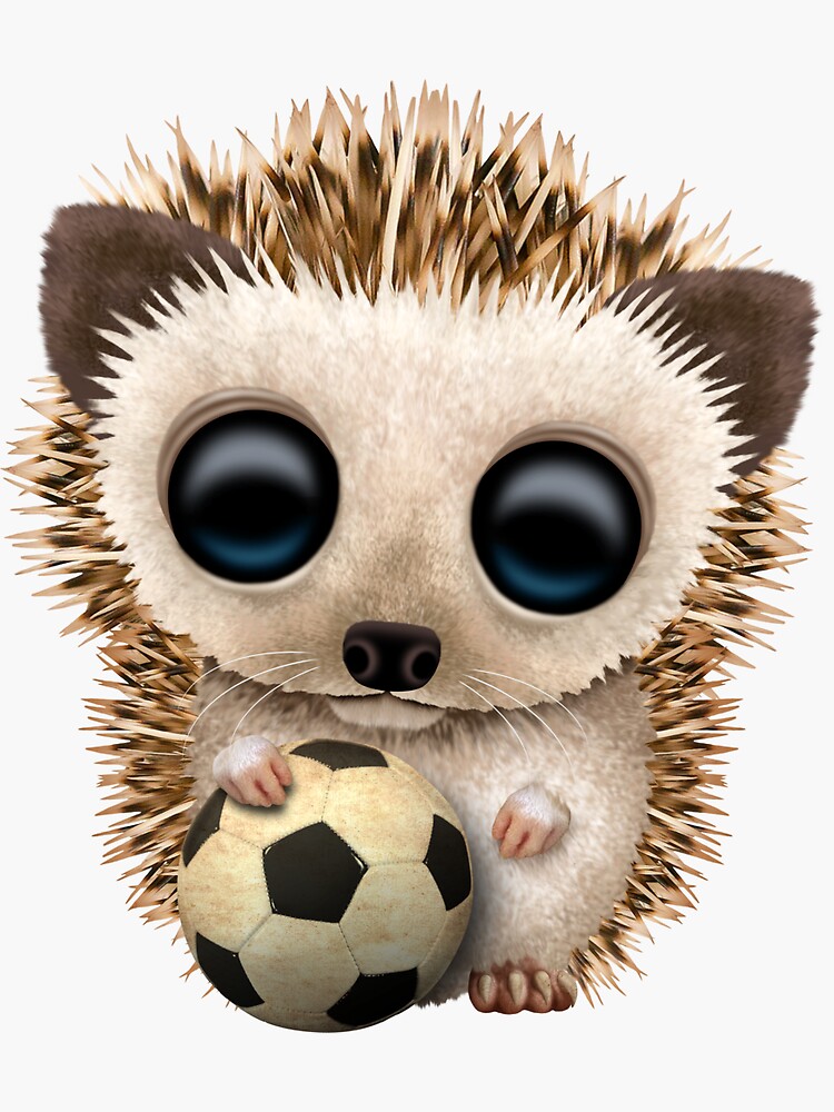 "Cute Baby Hedgehog With Football Soccer Ball" Sticker by JeffBartels ...