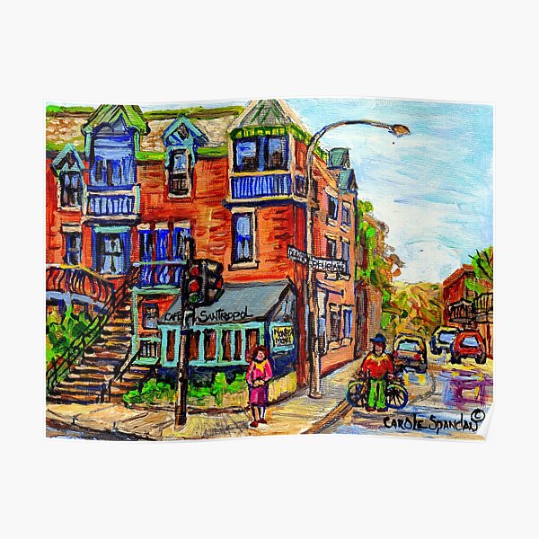 Poster « MONTREAL STREET SCENES COIN PEINTURE CAFE RUE DULUTH À ST ...
