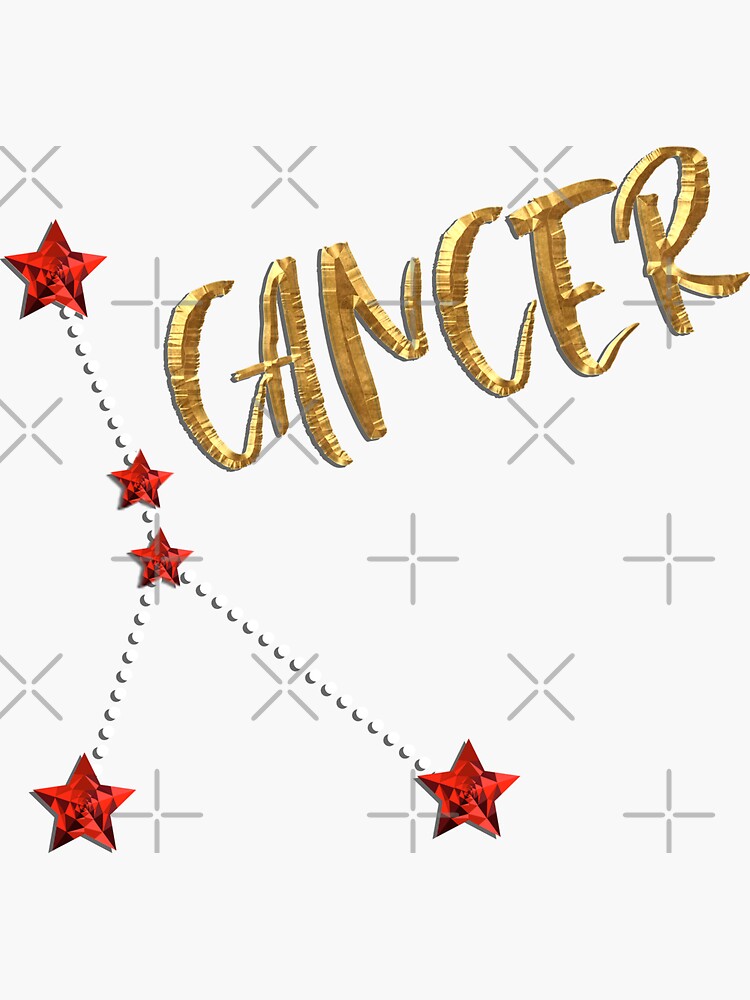 "Cancer (Cancer) Star Astrology Sign - Gold, Ruby Style" Sticker for ...