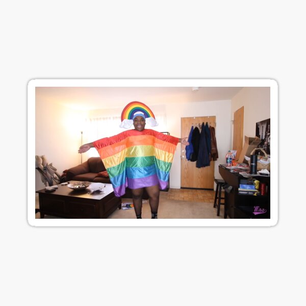 "macdoesit rainbow outfit" Sticker by samanthagisser | Redbubble