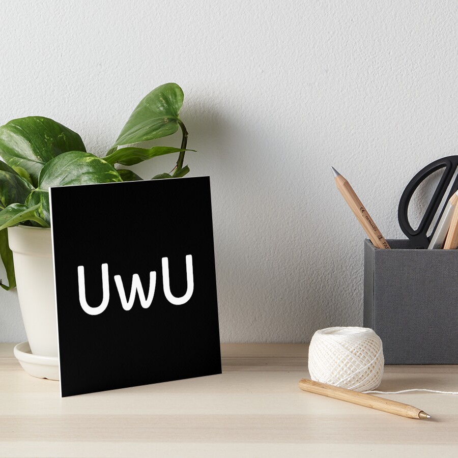 "uwu happy senpai anime face emoticon - funny emoji" Art Board Print ...