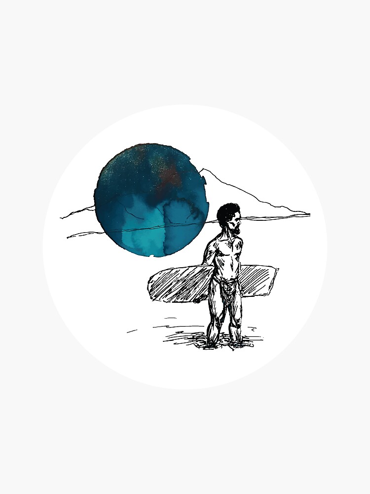 "Alaia Surfer over Teal Ink" Sticker by wmcole | Redbubble