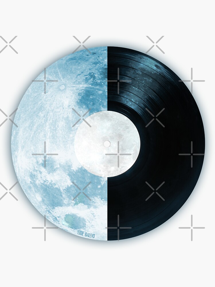 "Full Moon ~ Vinyl Record" Sticker by EddieBalevo | Redbubble